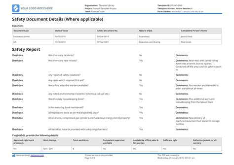 Free Daily Safety Report Template Better Than The Format In In Monthly