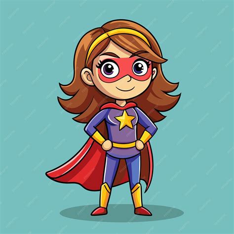 Cartoon Superhero Girl In Heroic Stance Vector Art Premium Ai
