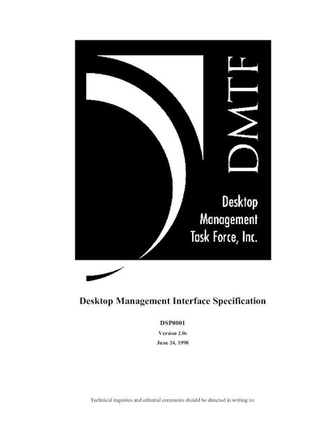 Pdf Desktop Management Interface Specificationdesktop Management