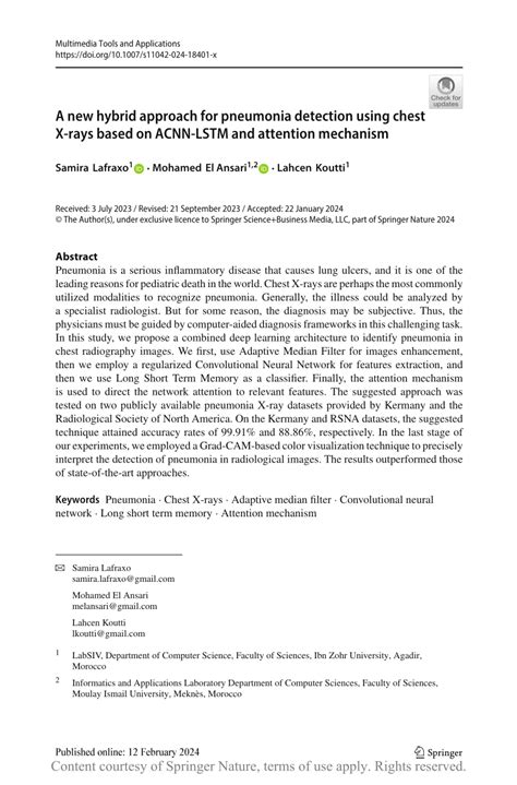 A New Hybrid Approach For Pneumonia Detection Using Chest X Rays Based On Acnn Lstm And