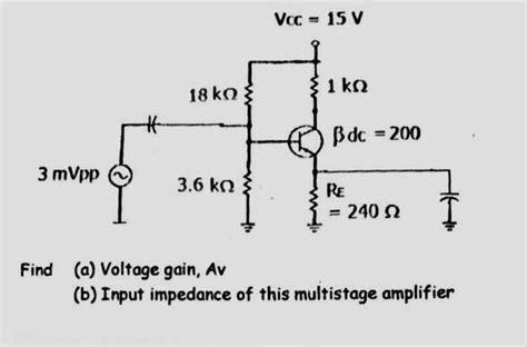 Solved Find A Voltage Gain Av B Input Impedance Of This Chegg Com