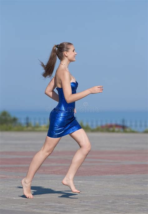 Running Girl Stock Image Image Of Slim Person Barefoot 21346383