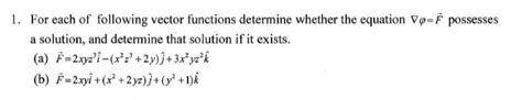 Solved For Each Of Following Vector Functions Determine