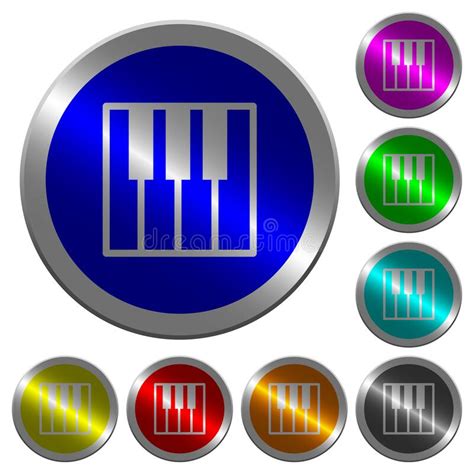 Piano Keyboard Icons In Rounded Color Menu Buttons Stock Vector
