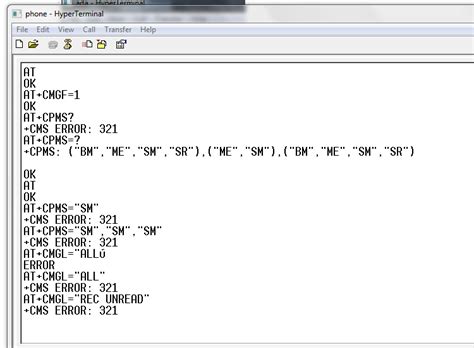 how to read sms from mobil phone with at commands stack overflow