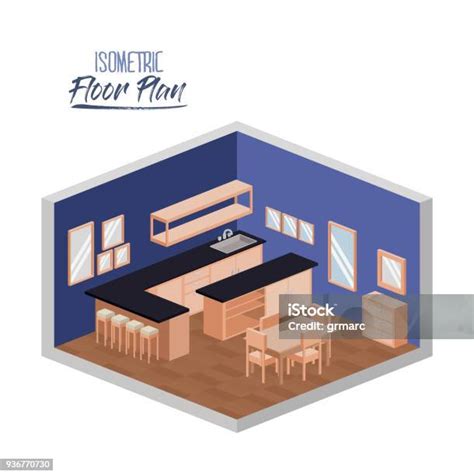 넓은 집 부엌 방 인테리어 화려한 실루엣의 아이소메트릭 평면도 3차원 형태에 대한 스톡 벡터 아트 및 기타 이미지 3차원 형태 가정의 방 광대한 Istock