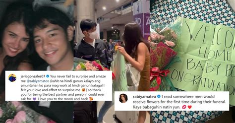 Rabiya Mateo Surprises Jeric Gonzales At The Airport With Flowers • Philstar Life
