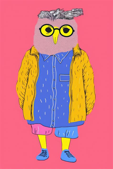 Owl Professor Cartoon Owl Representation Premium Photo Illustration