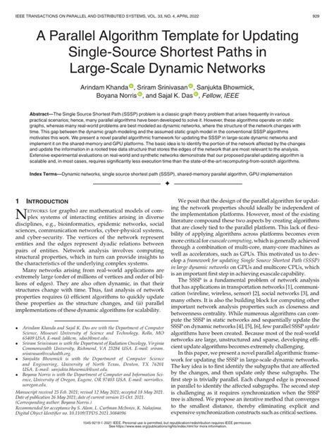 a parallel algorithm template for updating single source shortest paths