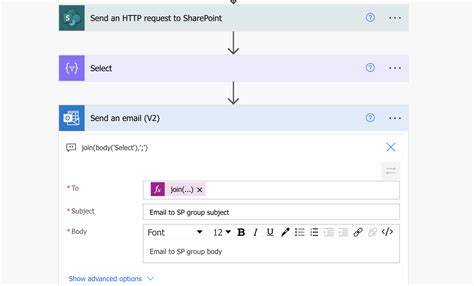 how to send an email to a sharepoint group using power automate