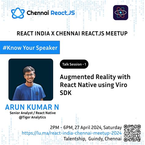 chennaireact on linkedin we are excited to introduce arun kumar v from