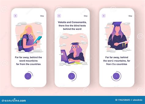 Online Education Mobile App Templates Set Stock Vector Illustration