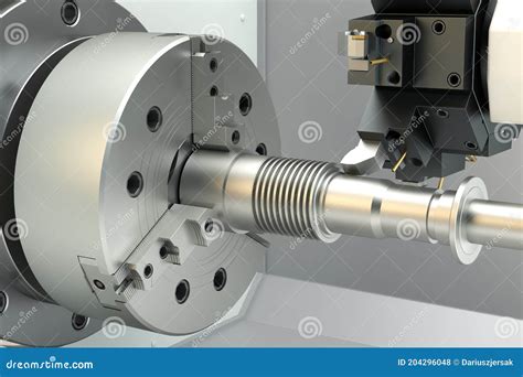 Cnc Lathe Machine 3d Illustration Stock Illustration Illustration Of Lathes Cutting 204296048