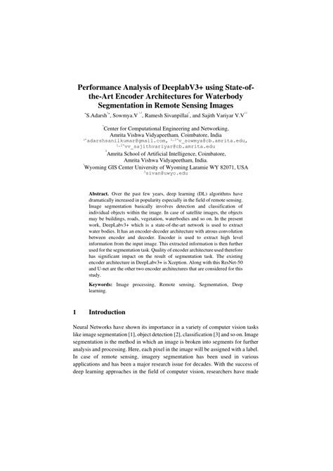 Pdf Performance Analysis Of Deeplabv3 Using State Of The Art Encoder Architectures For