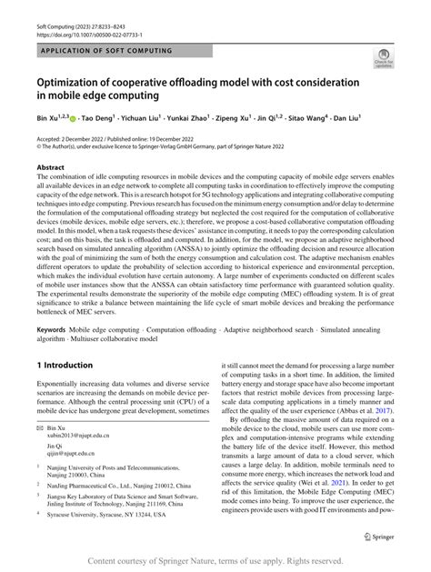 Optimization Of Cooperative Offloading Model With Cost Consideration In