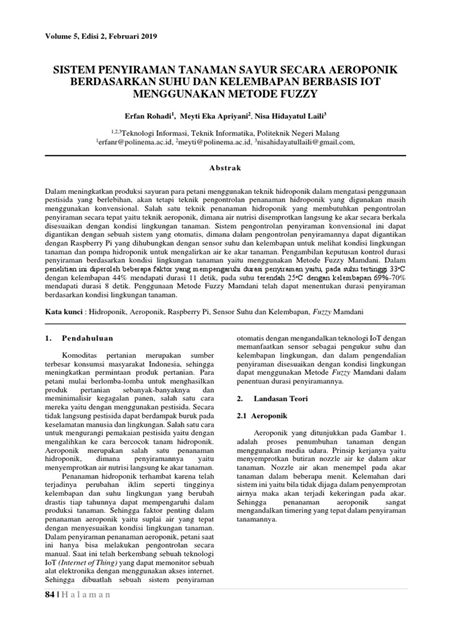 Sistem Penyiraman Tanaman Sayur Secara Aeroponik Berdasarkan Suhu Dan