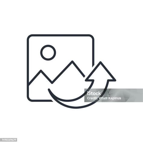 사진 이미지를 공유하십시오 벡터 선형 아이콘은 흰색 배경에 분리되어 있습니다 사진 예술 및 공예제품에 대한 스톡 벡터 아트 및