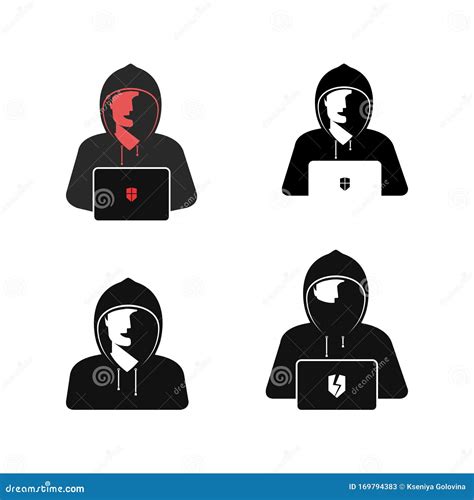 Hackers Set Of Vector Illustrations Icons Emblems 169794383