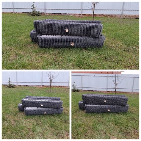 Балконные ящики 80 см Цвет графит Тень на плетень Кашпо из ротанга ВКонтакте