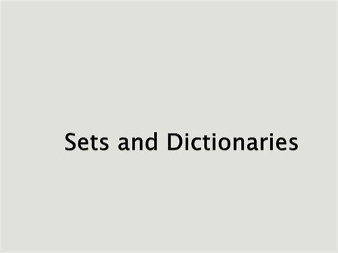 SOLUTION What Is Sets And Dictionaries In Python Studypool
