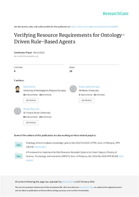 Pdf Verifying Resource Requirements For Ontology Driven Rule Based Agents