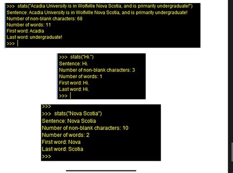 Solved Write A Function Called Def Statssentence Where