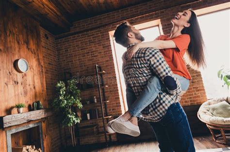 Photo Of Cheerful Cute Young Couple Husband Hold Wife Kissing Enjoy