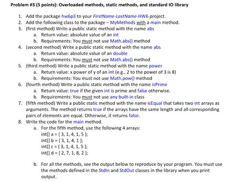 Solved Problem 3 5 Points Overloaded Methods Static