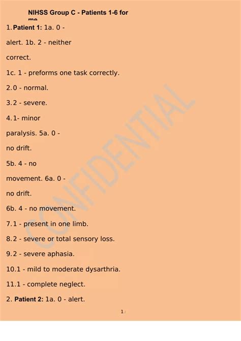 NIHSS Group C Patients For Me Questions And Answers NIH Stroke Stuvia US