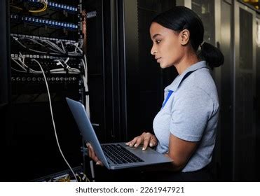 Engineer Laptop Database Woman Server Room Stock Photo Shutterstock