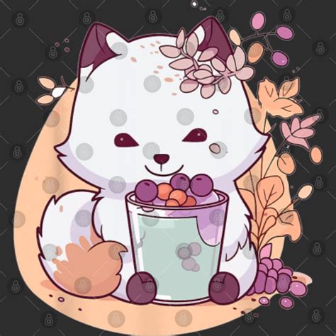 Fox Lover Kawaii Arctic Fox Drinking Boba Tea Bubble Milk Anime Throw Pillows Sold By