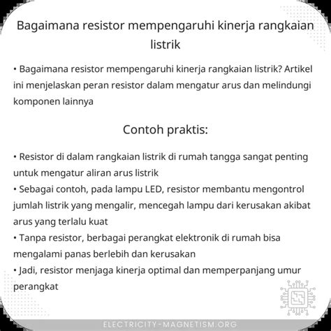 Bagaimana Resistor Mempengaruhi Kinerja Rangkaian Listrik Electricity Magnetism