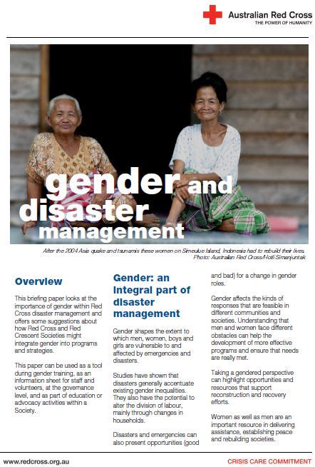 Gender And Disaster Management Resilience Library
