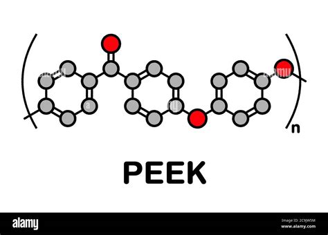 Polyether Ether Ketone Peek Polymer Chemical Structure Stylized Skeletal Formula Atoms Are