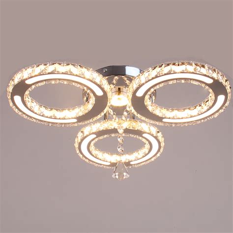 โคมไฟระย้า Led โคมไฟเพดานคริสตัลอะคริลิคทันสมัย3วง โคมไฟคริสตัลติดเพดานโคมไฟสำหรับทางเดินห้อง