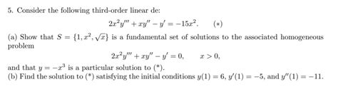 solved 5 consider the following third order linear de