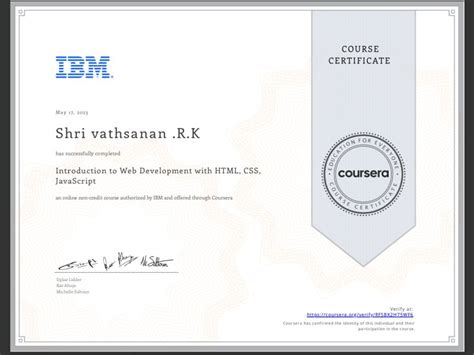 Shrivathsanan Rameshkumar On Linkedin Webdevelopment Html Css Javascript Coursera Ibm