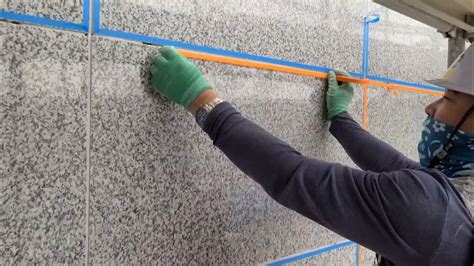 아퍄트 외벽석재 실리콘 시공중 테이프 작업영상 Youtube