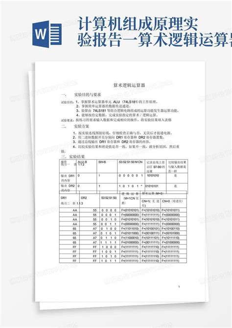 计算机组成原理实验报告一算术逻辑运算器word模板下载编号qbayggzo熊猫办公 计算机组成原理实验报告一算术逻辑运算器word模板下载编号qbayggzo熊猫办公