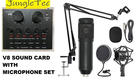 V8 Sound Card Audio Interface External Usb Live Broadcast Microphone Sound Card For Computer Pc