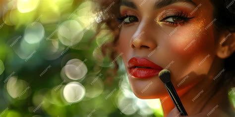 A Young Latina Transgender Woman In A Park Beginning Her Makeup