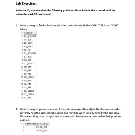 Solved Lab Exercises Write An SQL Command For The Following Chegg Com
