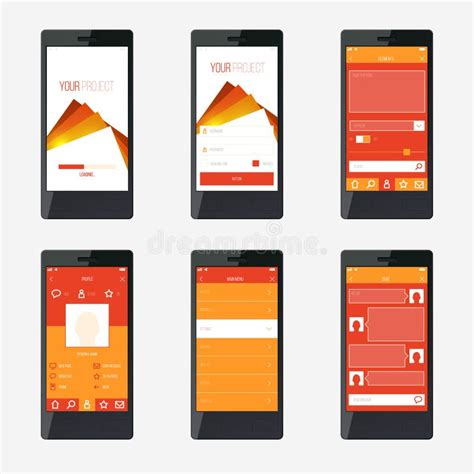 template mobile application interface design stock vector