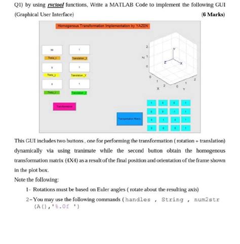 Q1 By Using Rvctool Functions Write A Matlab Code