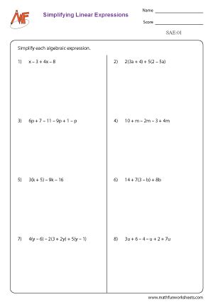 SOLUTION Simplifying Algebraic Expressions Worksheet Studypool Worksheets Library