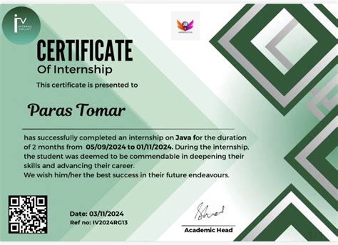 Internship Learning Java Paras Tomar