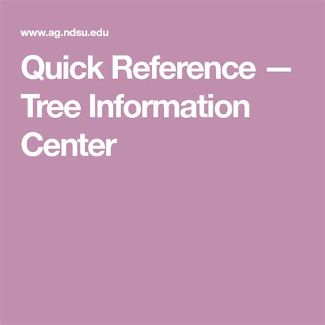 Quick Reference — Tree Information Center Tree Information Information Center Windbreaks