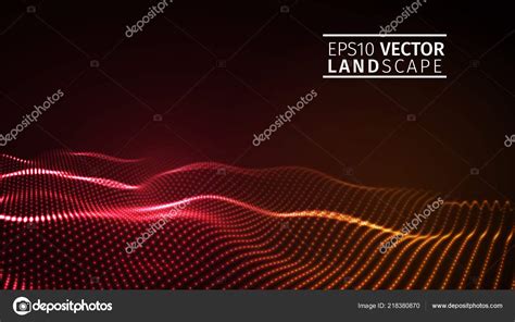 Glowing Abstract Digital Wave Particles Futuristic Vector Illustration Hud Element Technology
