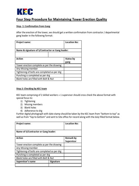 Tower Erection 4 Step Procedure Pdf
