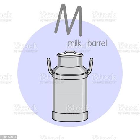 알파벳 문자 M 어퍼 케이스 또는 어린이 학습 연습 Abc를위한 대문자와 우유 배럴의 벡터 그림 0명에 대한 스톡 벡터 아트 및 기타 이미지 Istock